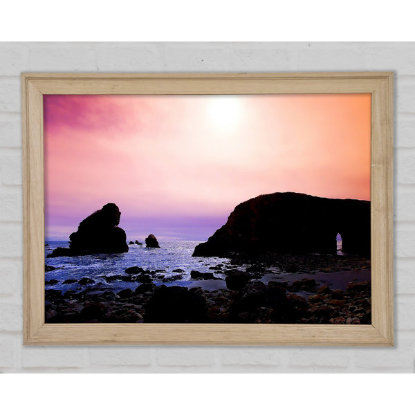 Haus am Meer Peach Rock Sunset Gerahmter Druck | Wayfair.de
